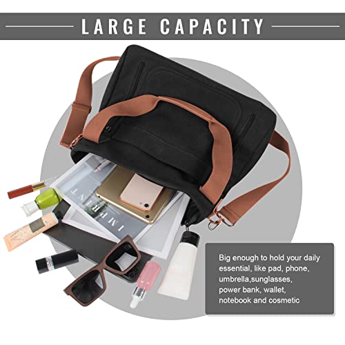 SUKUTU Ladies Canvas Tote Handbags Multiple Pockets Casual Top Handle Satchel Daily Purse