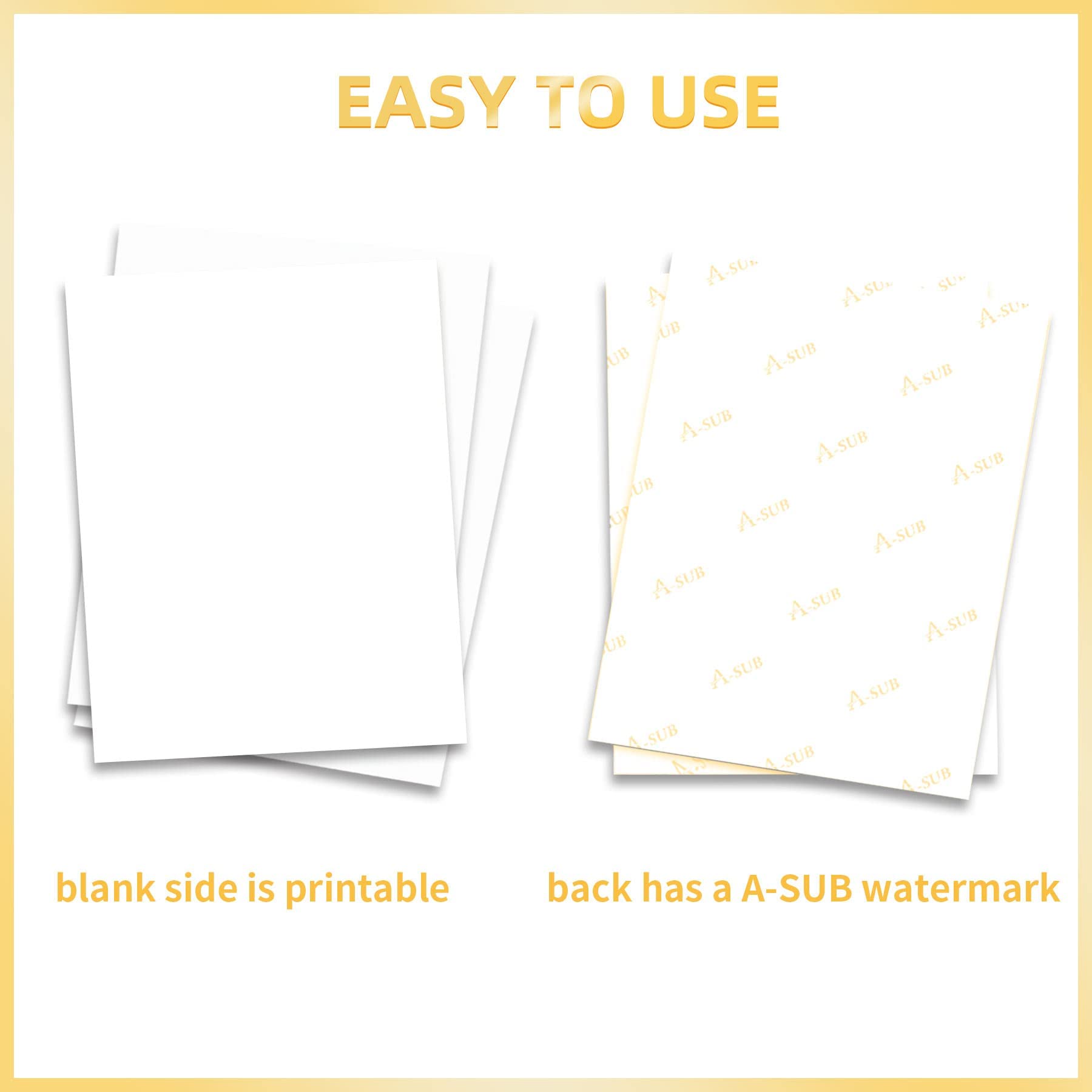 A-SUB Sublimation Paper Heat Transfer 110 Sheets 8.5 x 11 Inches Letter Size Compatible with Inkjet Printer 120gsm