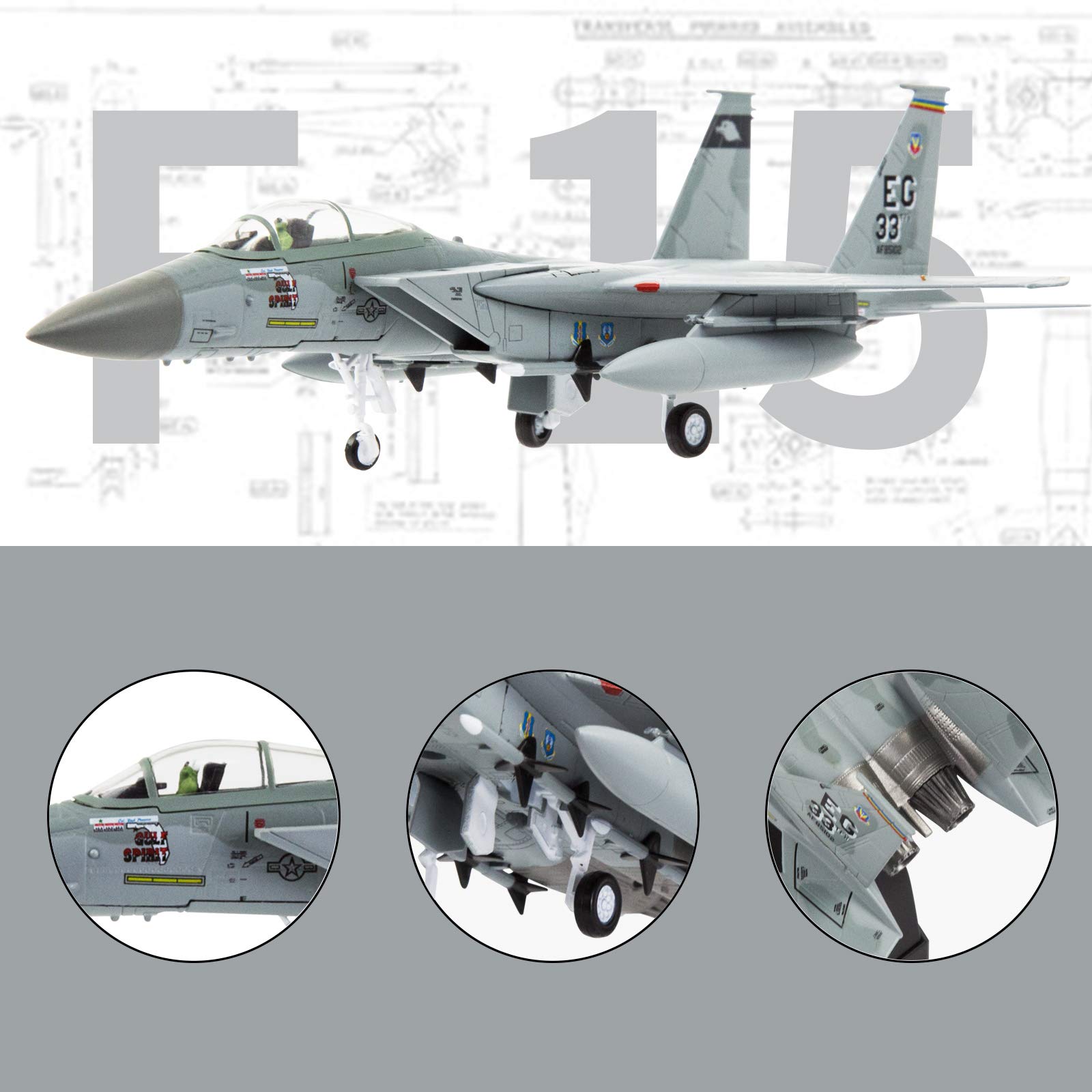 Lose Fun Park 1:100 F-15 Eagle Fighter Diecast Metal Fighter Military Planes Model Aircraft Model Airplane for Collection