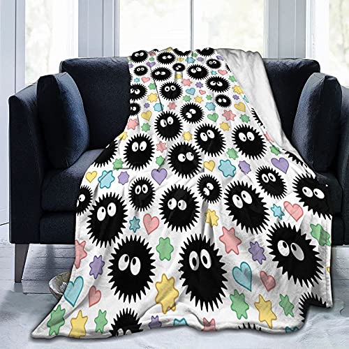 Corals Colorful Artwork Light Blue Orange Red Blue Soft and Warm Throw Blanket Digital Printed Ultra-Soft Micro Fleece Blanket (Soot Sprites & Candies,) 50"x40"