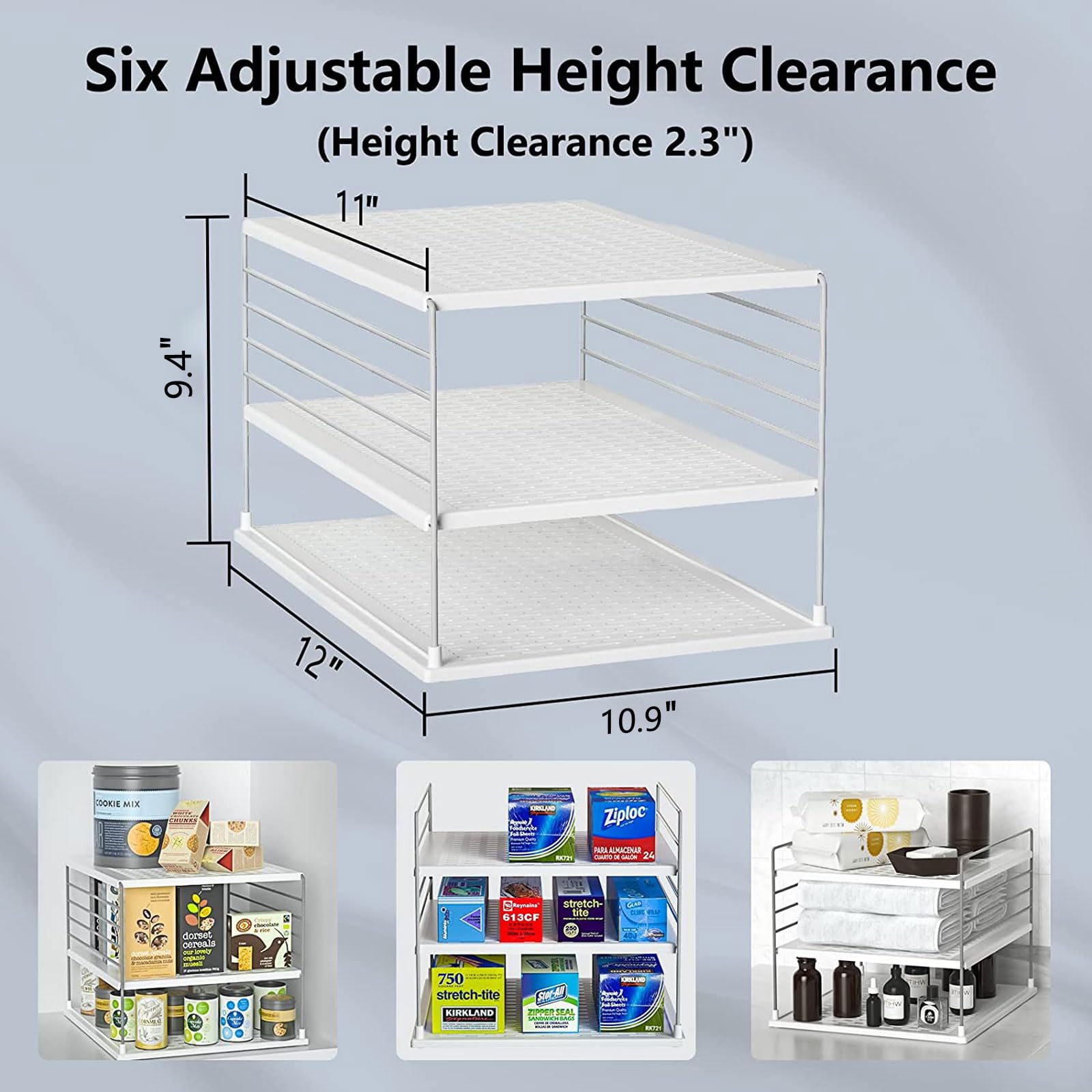 WANCHIY Upgraded Cabinet Organizers and Storage -Divided Compartment Holder for Plastic Bag, Wrap, Foil, Snack and Box for Kitchen Organization and Storage-Under Sink Organizers and Storage Suitable