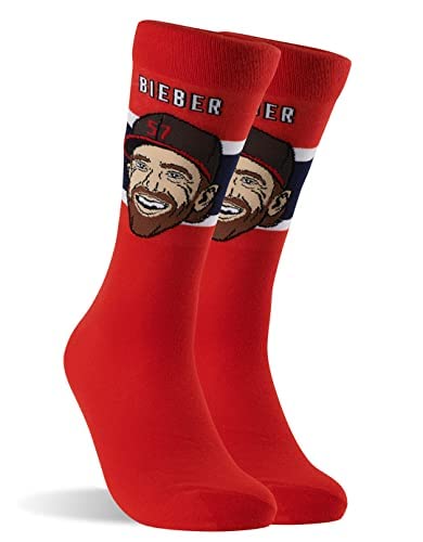 Major League Socks - Cleveland Guardians - Shane (Shanie) Bieber Player Sock, Novelty Baseball Fan Gift, Unisex, One Size (7-13), Collectible, Apparel, Merchandise