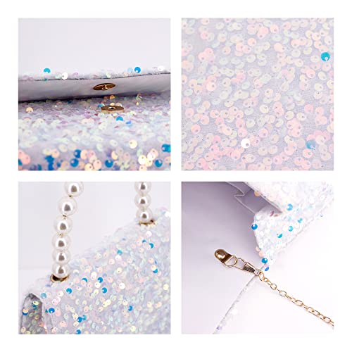 jascaela Women's Evening Handbag Cocktail Party Clutch Purse Pearl Top Handle Evening Bag