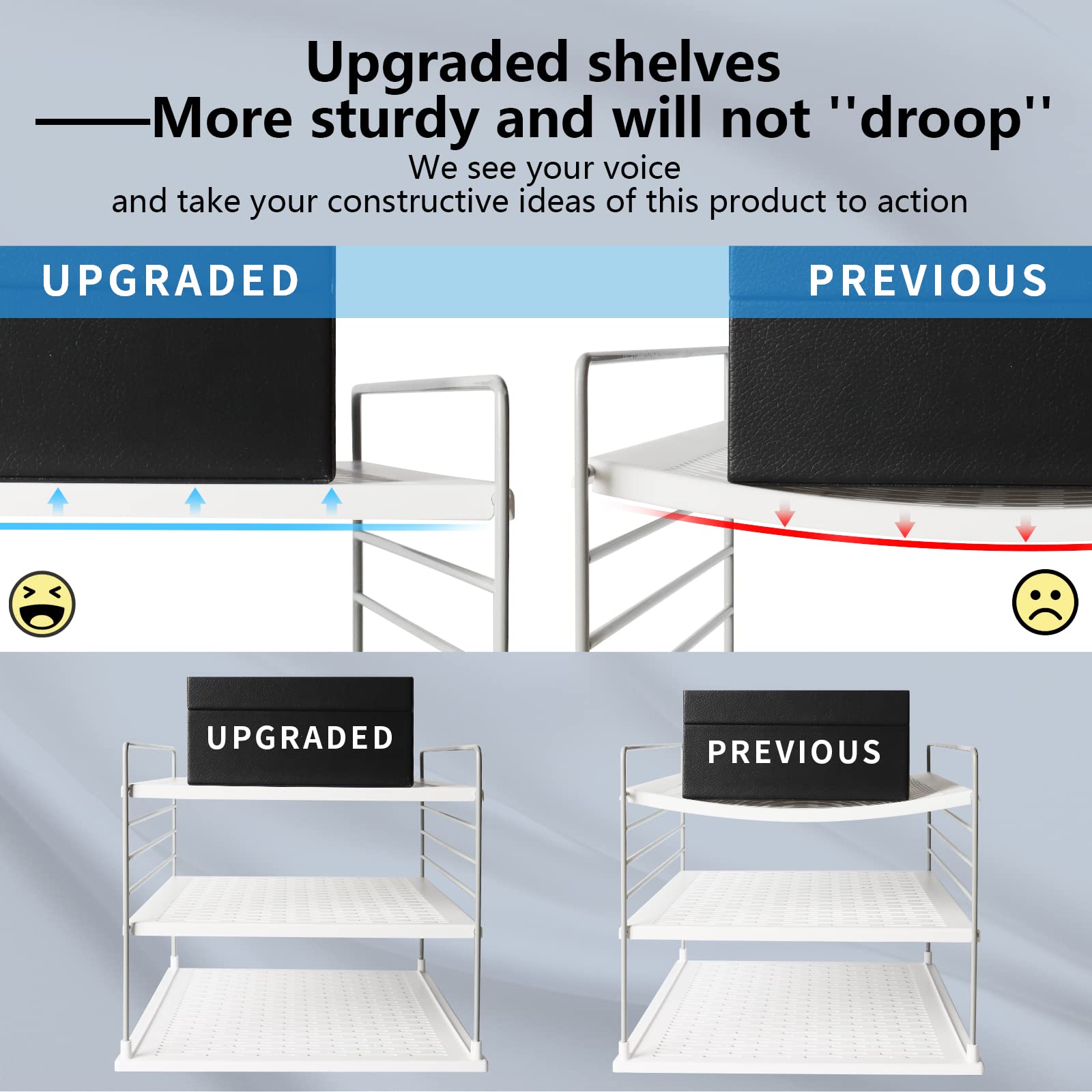 WANCHIY Upgraded Cabinet Organizers and Storage -Divided Compartment Holder for Plastic Bag, Wrap, Foil, Snack and Box for Kitchen Organization and Storage-Under Sink Organizers and Storage Suitable