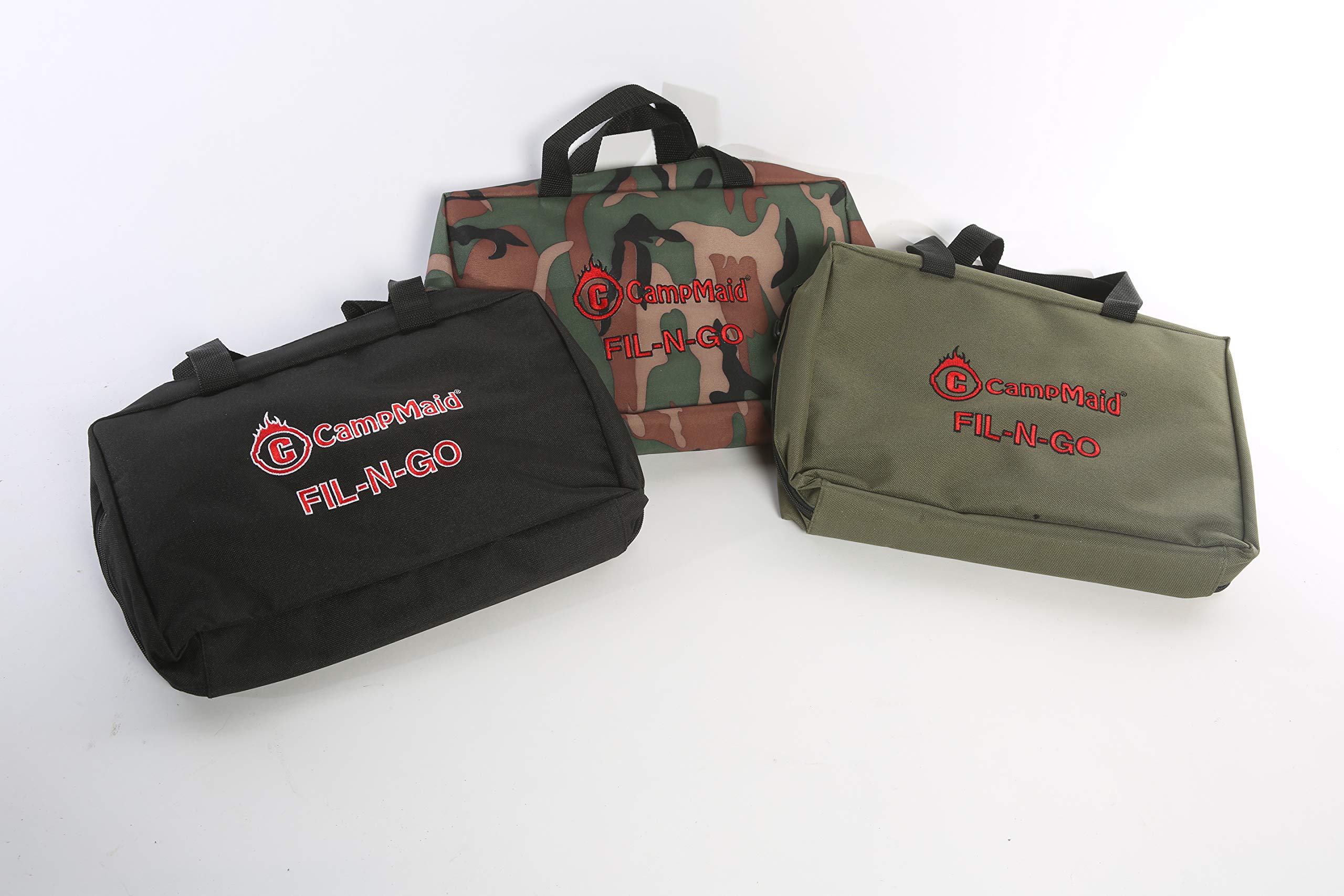 CampMaid FIL-n-GO Camp Caddy Bag With Accessories - Tool Bag for Camping Cookware, Toiletries, & More - Organizer Bag for Camping Utensils & Camp Gear - Camping Must Haves - (Camo)
