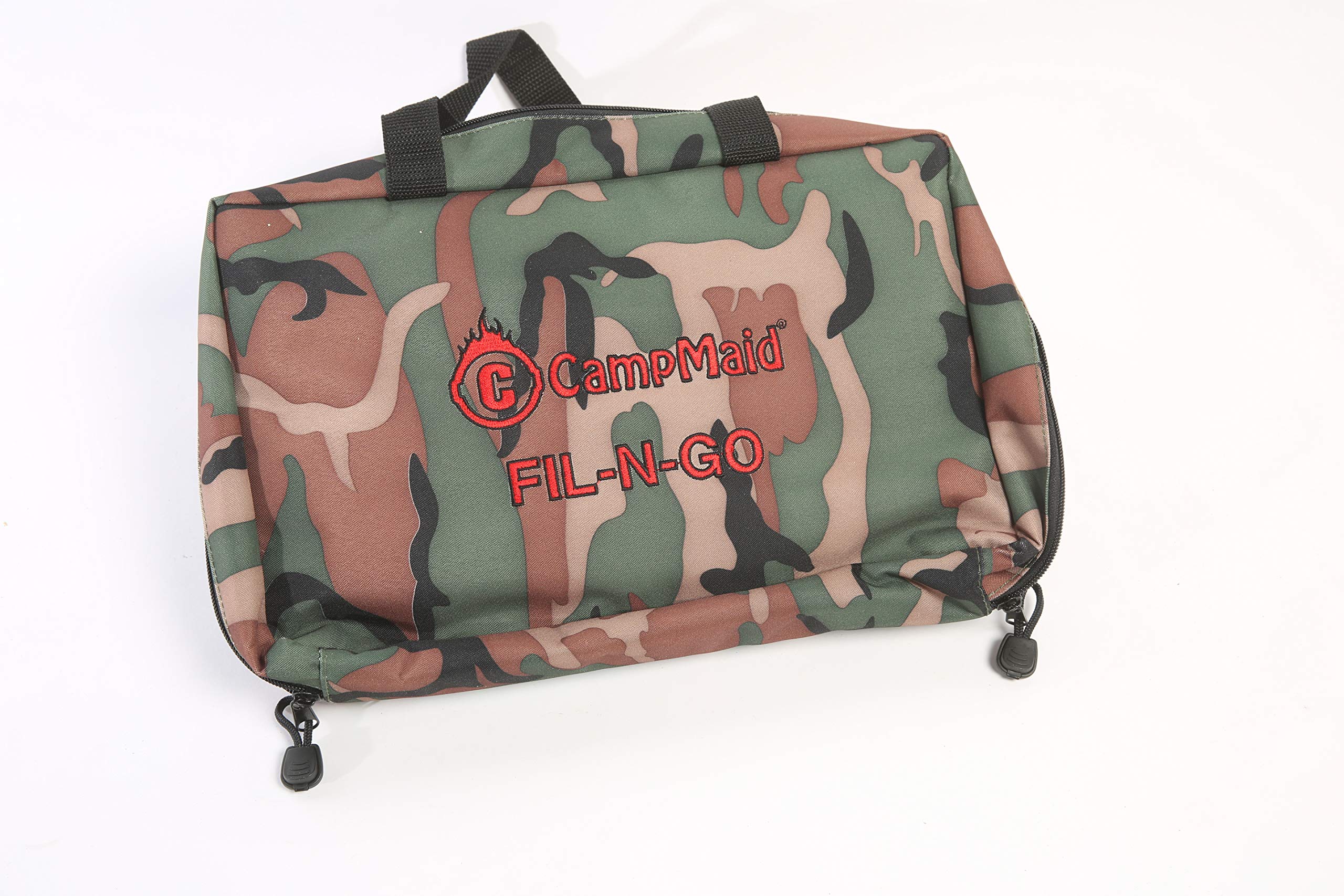 CampMaid FIL-n-GO Camp Caddy Bag With Accessories - Tool Bag for Camping Cookware, Toiletries, & More - Organizer Bag for Camping Utensils & Camp Gear - Camping Must Haves - (Camo)