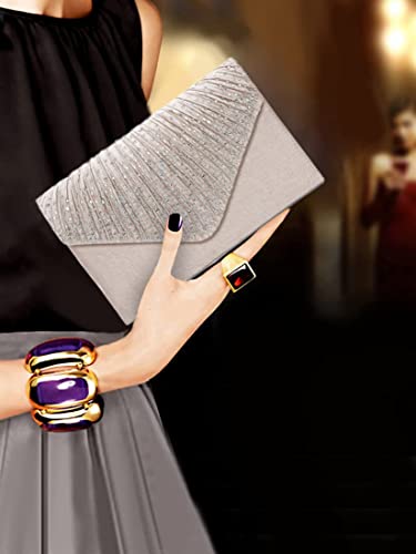 adoranda Satin Clutch Purses for Women Envelope Evening Bag for Wedding Party Proom Bridal clutch Handbag