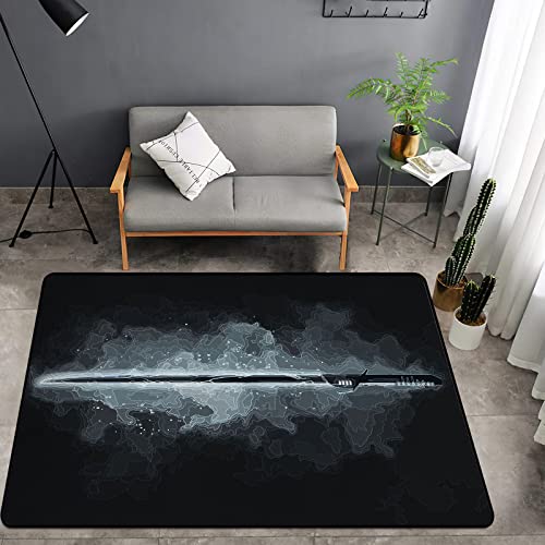 JUNHAOLONG Washable Area Sponge Rug Mat for Bedroom Living Room Lightsaber, Neon Black Light Saber Non-Slip Carpet Super Soft Extra Thick Bathroom Dorm Home Indoor Small Floor Rugs, 2'x3' (24x36Inch)