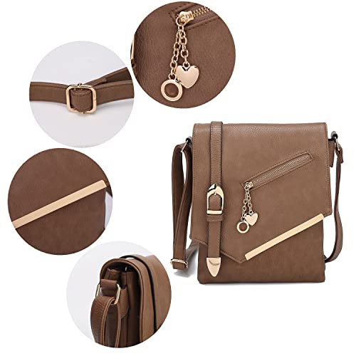 MKF Collection Crossbody Bag for Women β Shoulder Strap β PU Leather Handbag Medium Ladies Messenger Side Purse