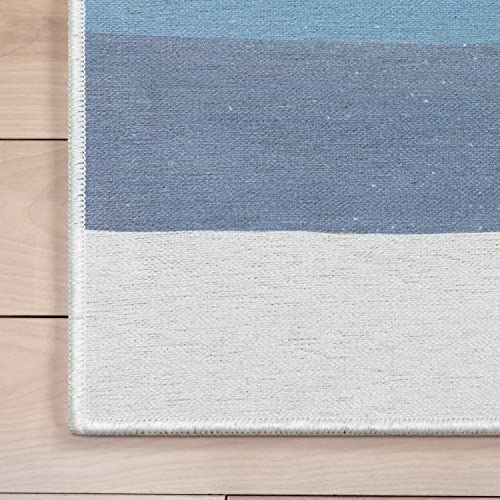 Well Woven Kids Rugs Twilight Rainbow 5' x 7' Blue Modern Printed Machine Washable Area Rug