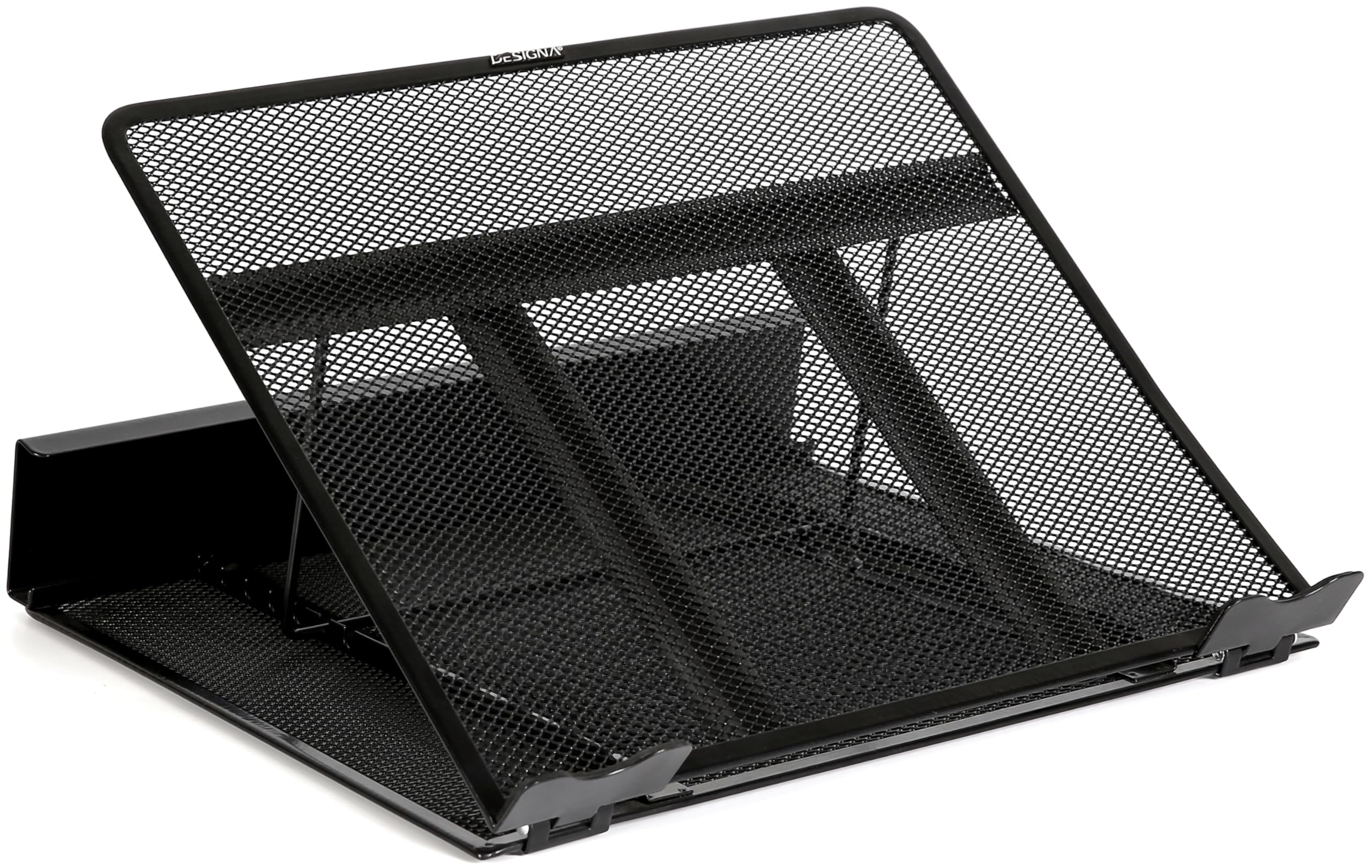 DESIGNA Metal Mesh Ventilated Adjustable Laptop Stands Computer Notebook Holder Stand Riser Compatible with Apple MacBook Air Pro Dell XPS HP Samsung Lenovo More Laptops up to 19"- Black