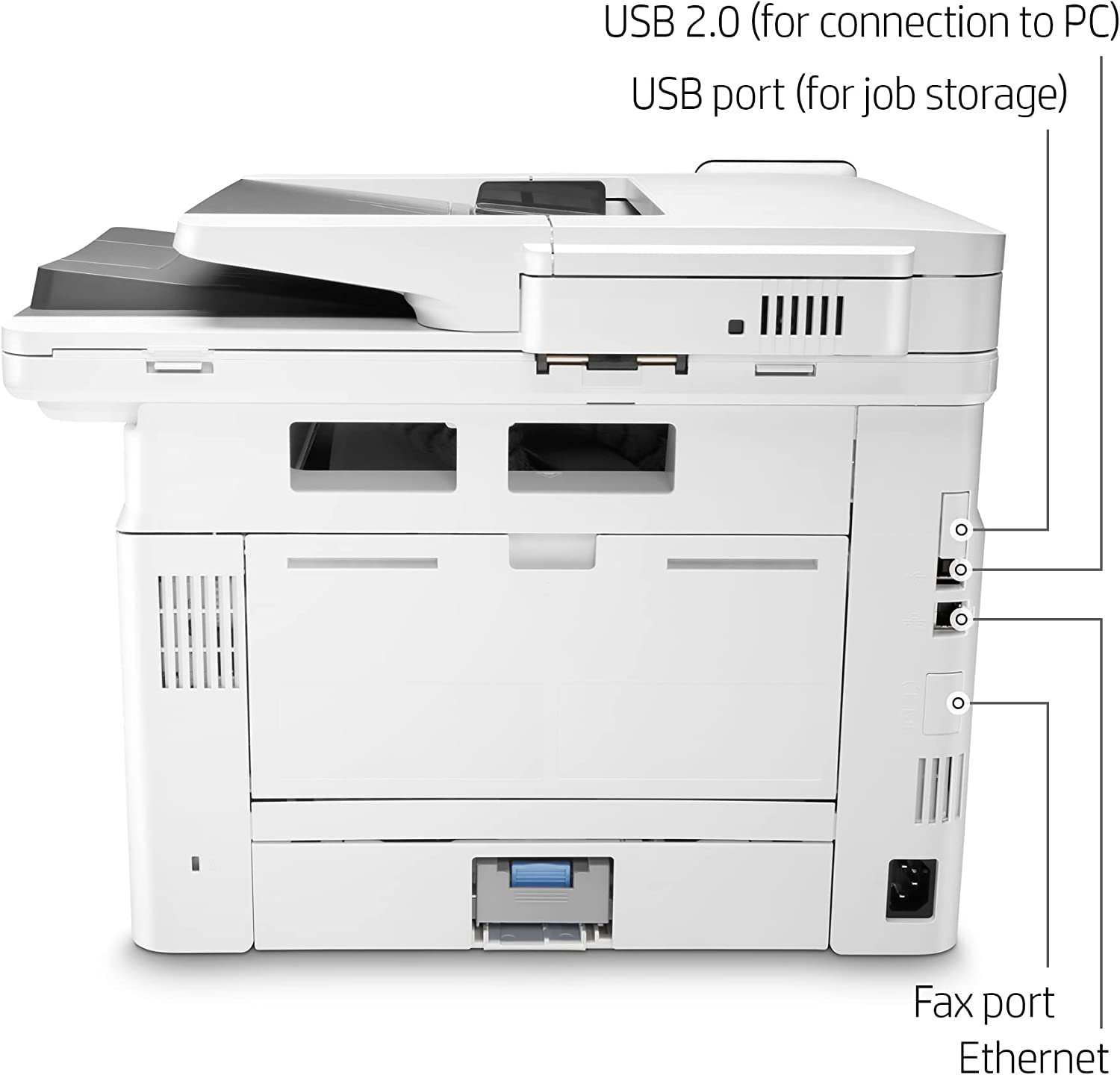 HP Laserjet Pro MFP M428fdw All-in-One Wireless Monochrome Laser Printer, White - Print Scan Copy Fax - 40 ppm, 1200 x 1200 dpi, Auto Duplex Printing, 50-Sheet ADF, Ethernet, Cbmoun Printer_Cable