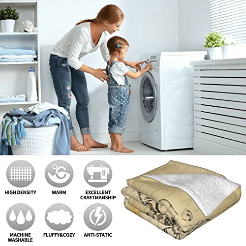 Modern Vintage French Queen Bee Throw Blanket Warm Ultra-Soft Micro Fleece Blanket for Bed Couch Living Room(Kids