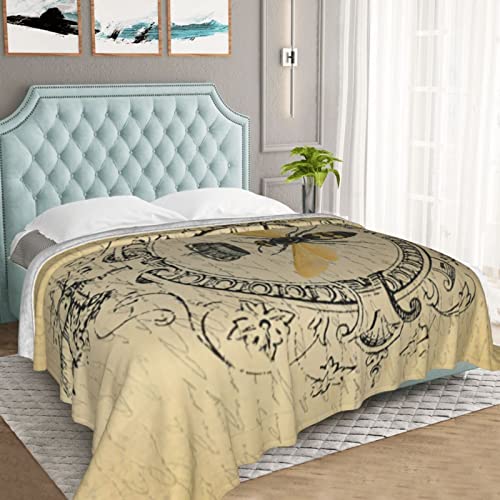 Modern Vintage French Queen Bee Throw Blanket Warm Ultra-Soft Micro Fleece Blanket for Bed Couch Living Room(Kids