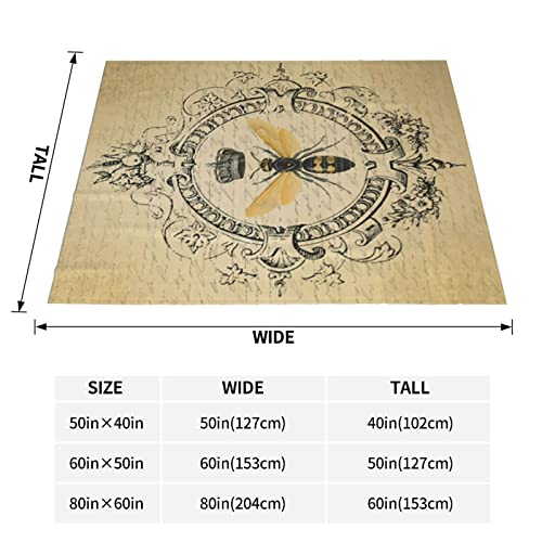 Modern Vintage French Queen Bee Throw Blanket Warm Ultra-Soft Micro Fleece Blanket for Bed Couch Living Room(Kids