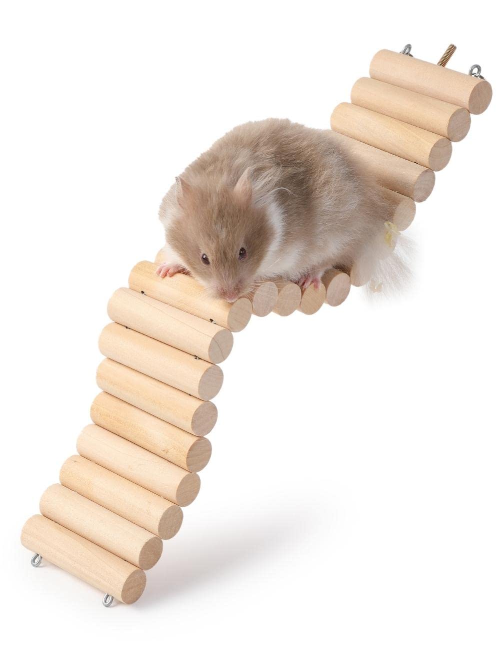JanYoo Rat Toys Hamster Suspension Bridge Wooden Ladder Gerbil Sugar Glider Cage Accessories Small Animal Ramp Bendable