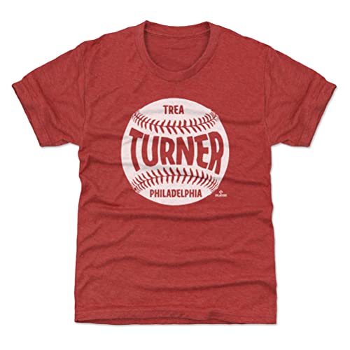 500 LEVEL Trea Turner Youth Shirt (Kids Shirt, 8Y Medium, Tri Red) - Trea Turner Philadelphia Baseball WHT