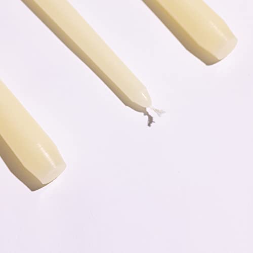 Ivory Taper Candles - Unscented Dripless Long Candles Bulk - Candle Sticks Long Burning 8 Hours - For Candlesticks, Dinner Table, Vigil, Advent, Christmas, Thanksgiving, Kwanzaa - 12 Pack,10 Inch Tall