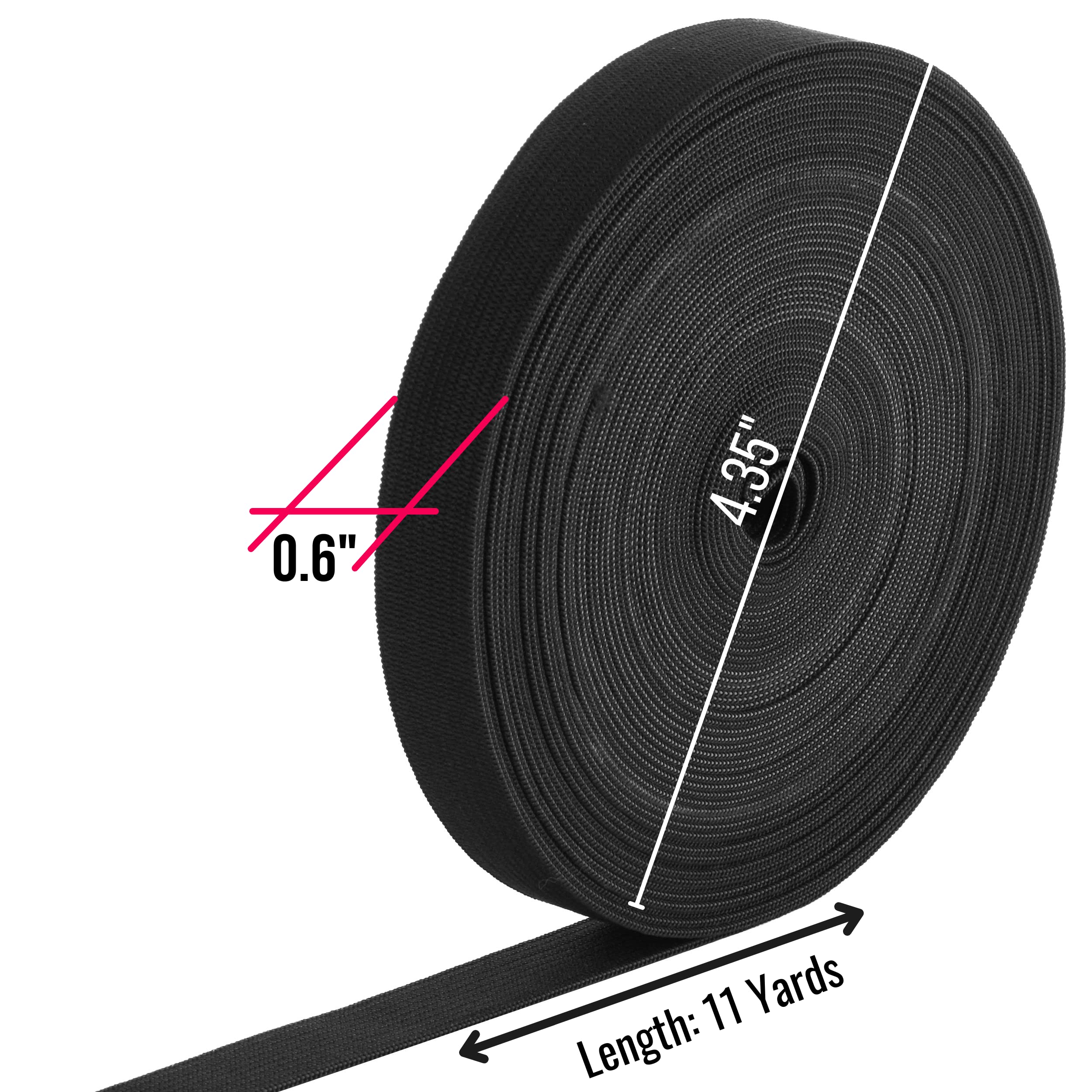 Mr. Pen- Elastic Band, 0.6", 11 Yards, Black, Elastic Band for Sewing, Black Elastic Band, Elastic Straps, Stretch Elastic for Sewing, Fabric Elastic Band, Waistband Elastic