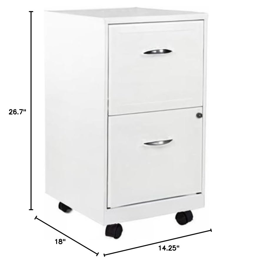 Scranton & Co 2 Drawer Steel Mobile File Cabinet in Pure White