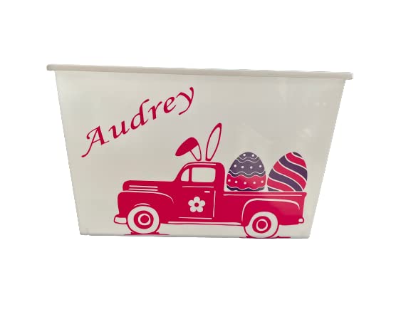 Personalized Easter Basket For Kids - Custom Bucket With Name - Pail With Handles - Gift Decor (Blue Bucket)