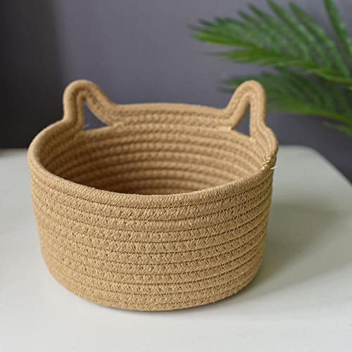 3-Piece Storage Basket Set, round woven basket,Natural Cotton Rope Woven Baskets with Handle for Organizing, Storage Basket, Decorative Woven Basket, Shelf Storagebag, Khaki