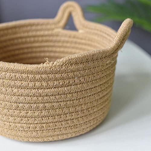 3-Piece Storage Basket Set, round woven basket,Natural Cotton Rope Woven Baskets with Handle for Organizing, Storage Basket, Decorative Woven Basket, Shelf Storagebag, Khaki