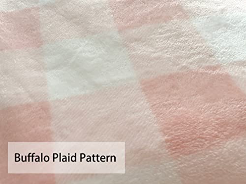 iMaylex Soft Flannel Fleece Tartan Blanket, Buffalo Plaid Pattern Blanket for Bed Couch Sofa, Cozy Lightweight Double Layer Fleece, 27x39 inch (70x100 cm), Pink and White