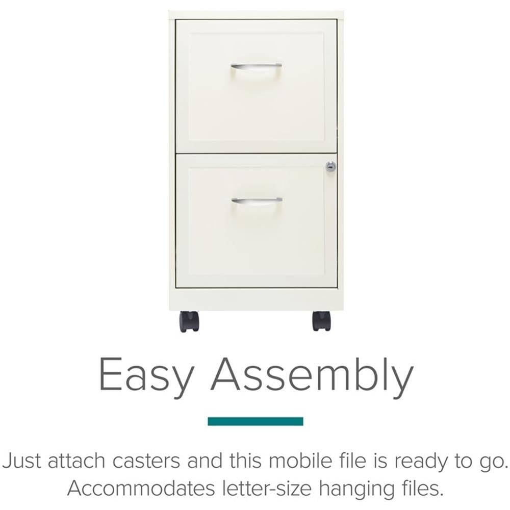 Scranton & Co 2 Drawer Steel Mobile File Cabinet in Pure White