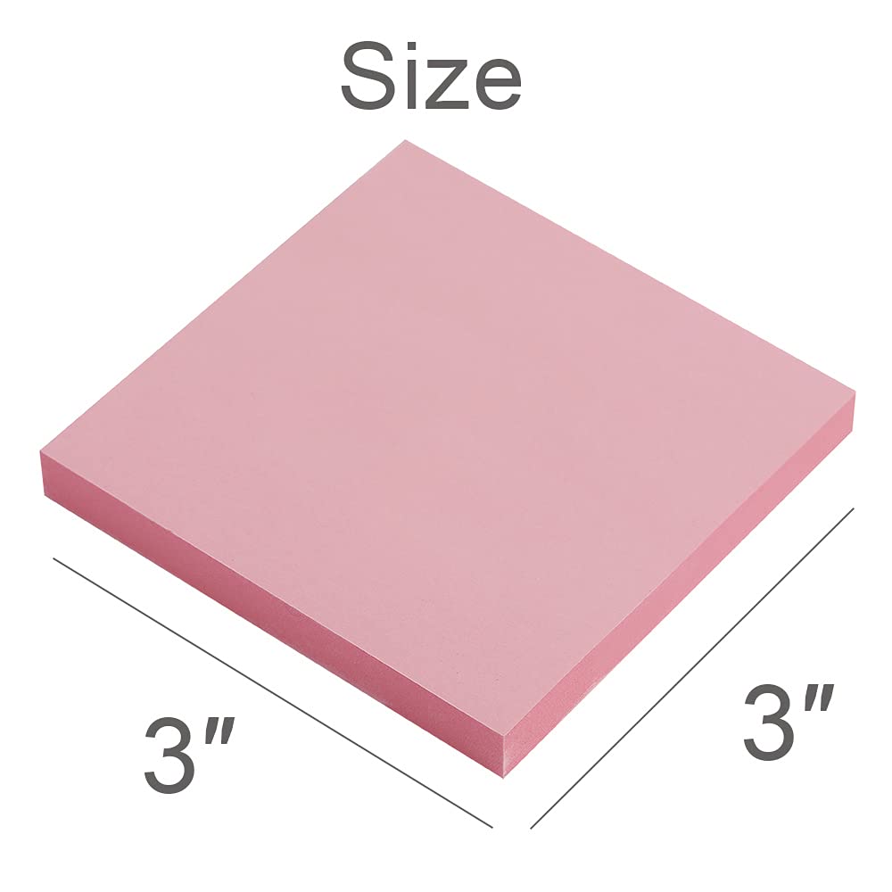 Sticky Notes 3x3 Inches,Light Pink Self-Stick Pads, Easy to Post for Home, Office, Notebook, 8 Pads/Pack