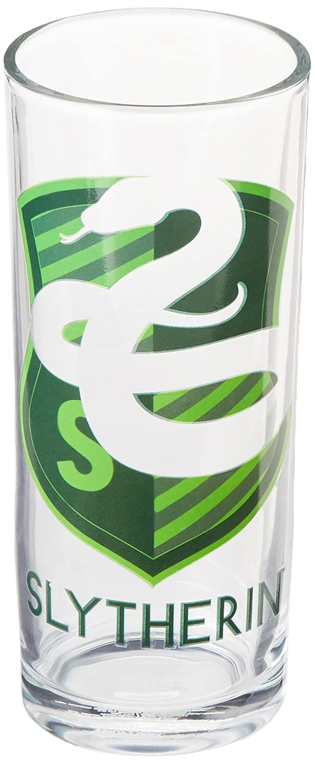 Silver Buffalo Harry Potter Hogwarts House Crests Silo Stripes 4-Pack Tumbler Glass Set, 10-Ounces