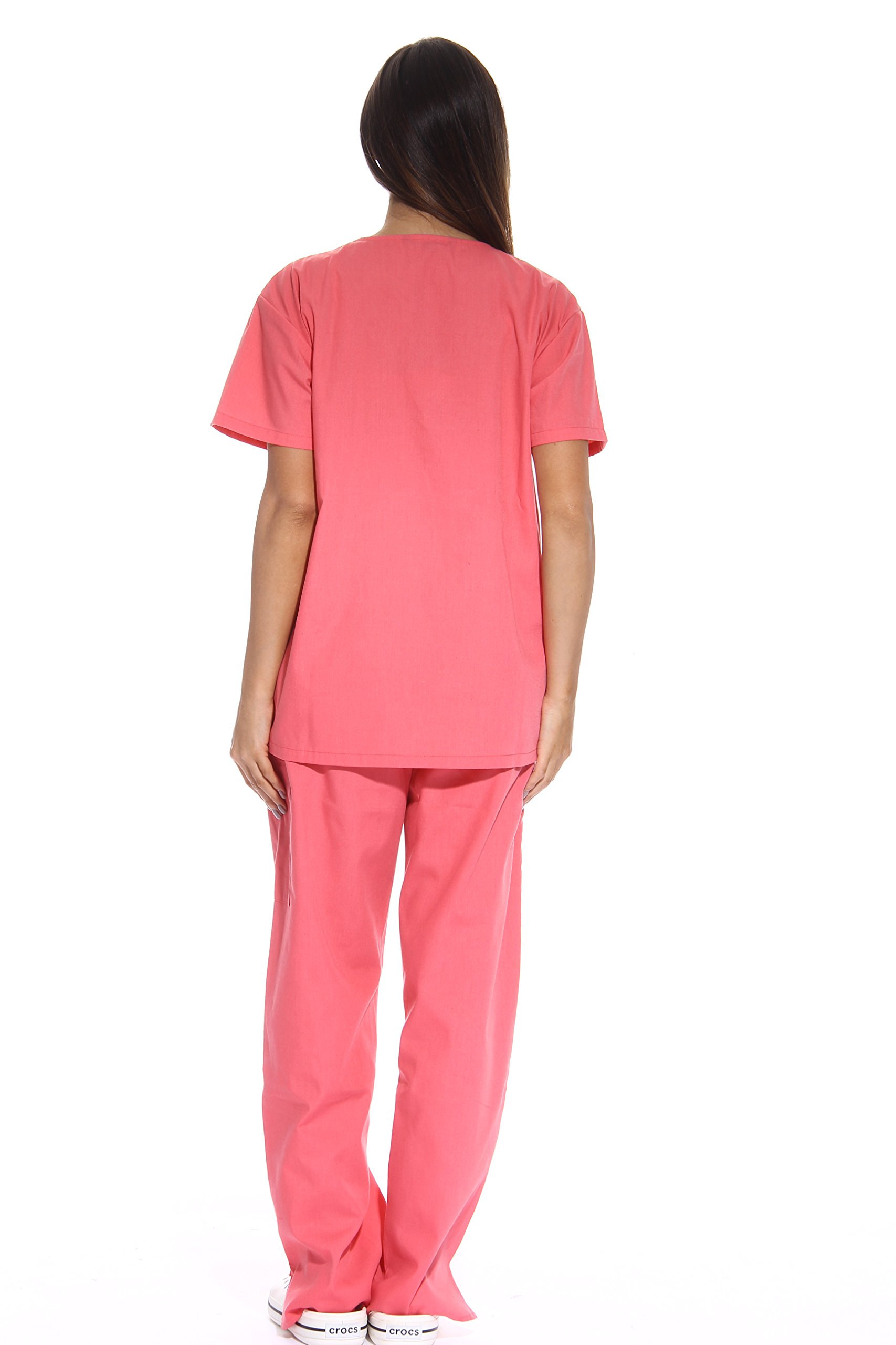 Just Love Women's Scrub Sets Six Pocket Medical Scrubs (V-Neck With Cargo Pant), Coral, 2X