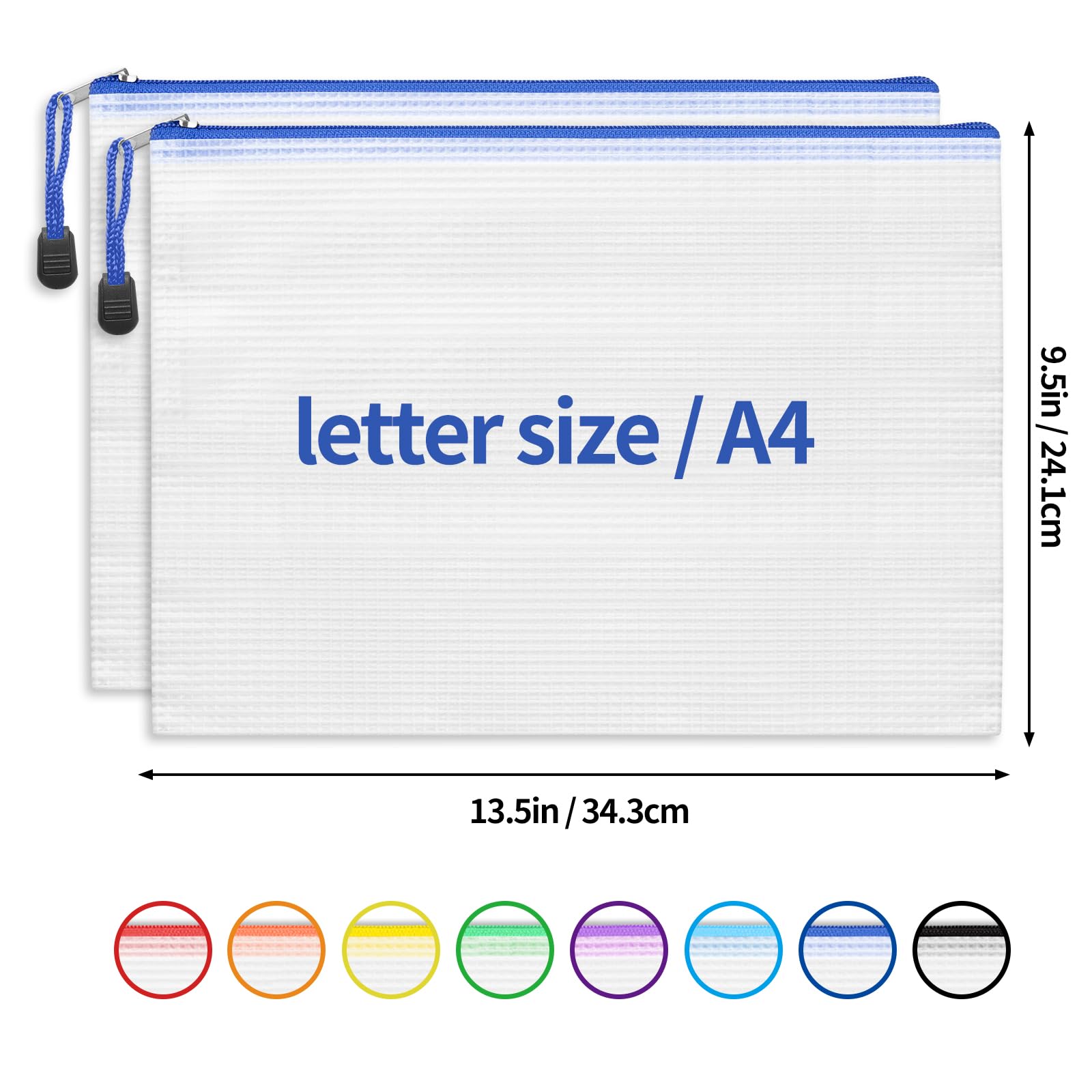 EOOUT 24pcs Mesh Zipper Pouch Zipper Bags, Puzzle Bag for Organizing Storage, Letter Size, A4 Size, Zipper File Bags for School, Board Games and Office Supplies