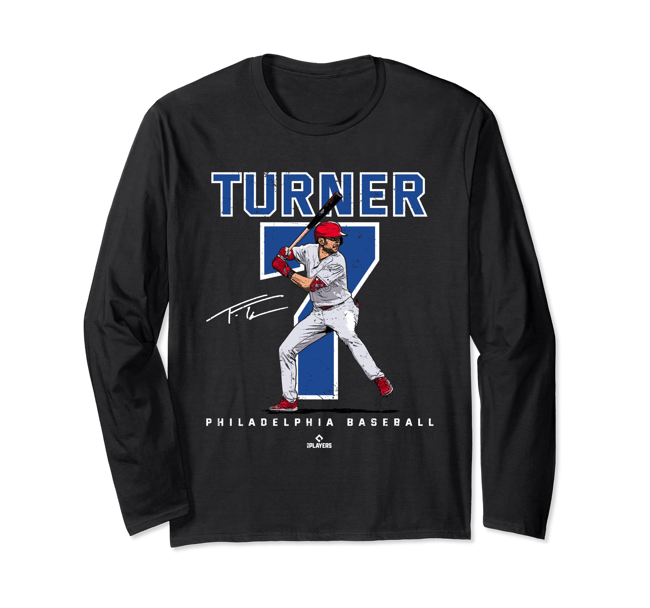 Number and Portrait Trea Turner Philadelphia MLBPA Long Sleeve T-Shirt