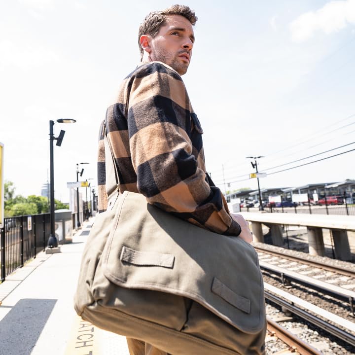 Rothco Classic Canvas Messenger Bag β Crossbody Shoulder Bag with Heavy-Duty Cotton Canvas Material β Multiple Pockets for Ultimate Storage