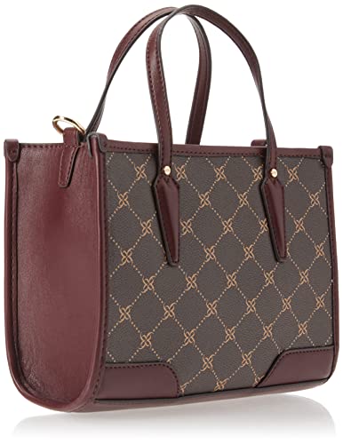 NINE WEST Emery Mini Tote, Brown Logo/Merlot