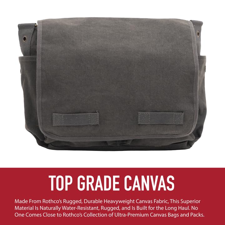 Rothco Classic Canvas Messenger Bag β Crossbody Shoulder Bag with Heavy-Duty Cotton Canvas Material β Multiple Pockets for Ultimate Storage
