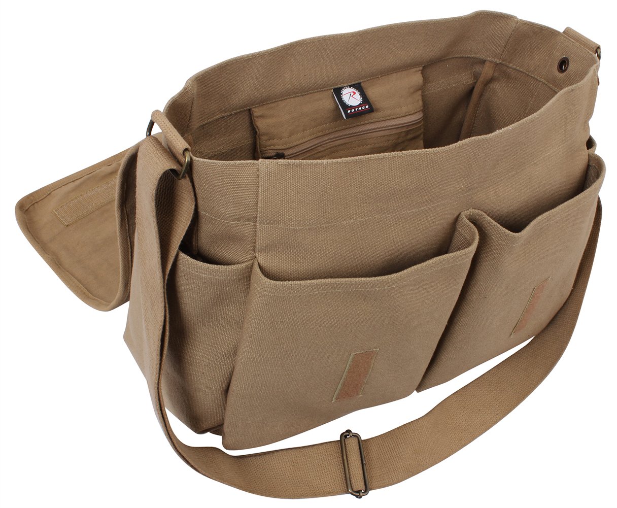 Rothco Classic Canvas Messenger Bag – Crossbody Shoulder Bag with Heavy-Duty Cotton Canvas Material – Multiple Pockets for Ultimate Storage