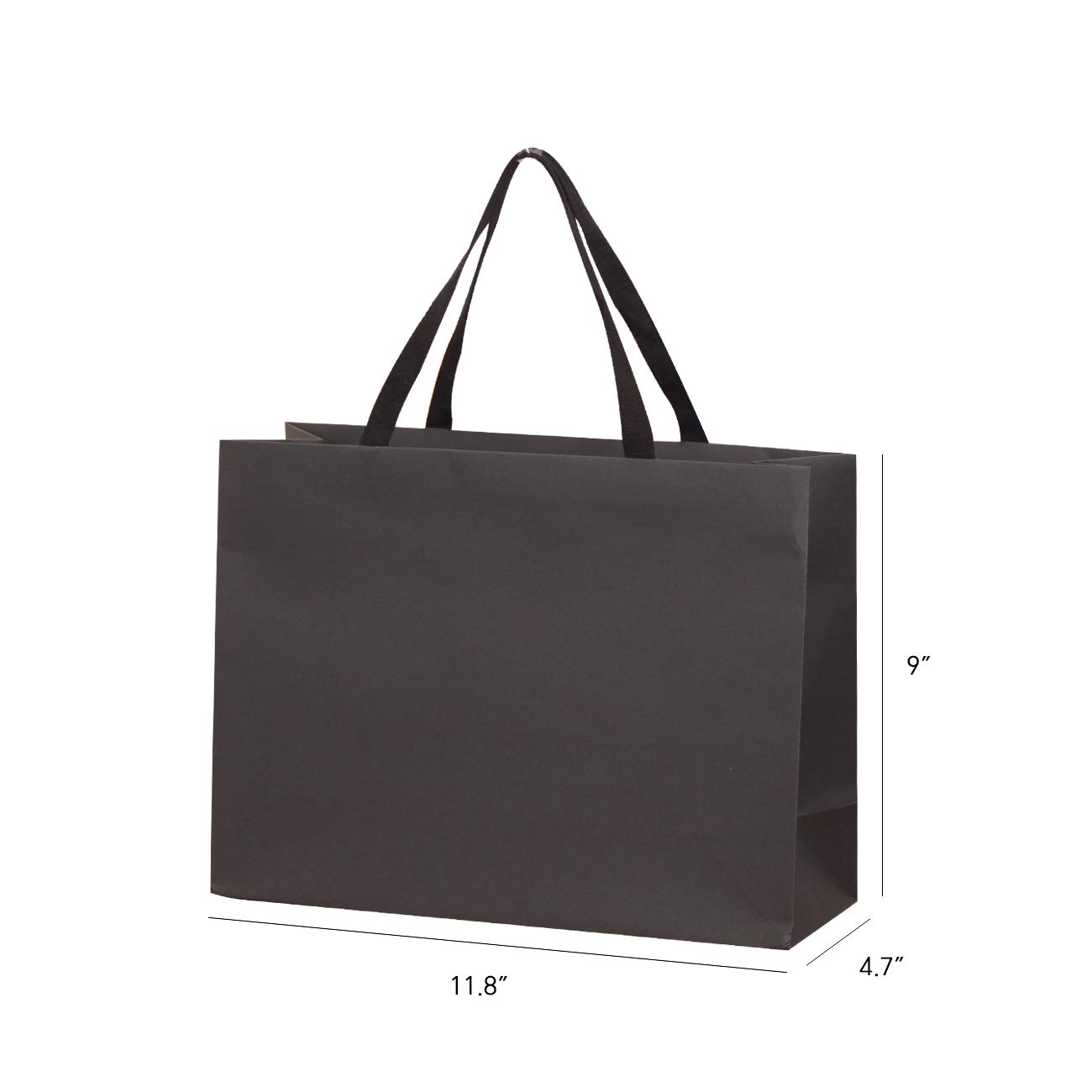 PAPERIST 12pcs, 11.8x4.7x9 sturdy durable gift bag, Black gift bag with Black cotton handle, Gift bag for Wedding, Christmas, Birthday Party, Bridal Shower, Baby Shower, Medium size gift bag