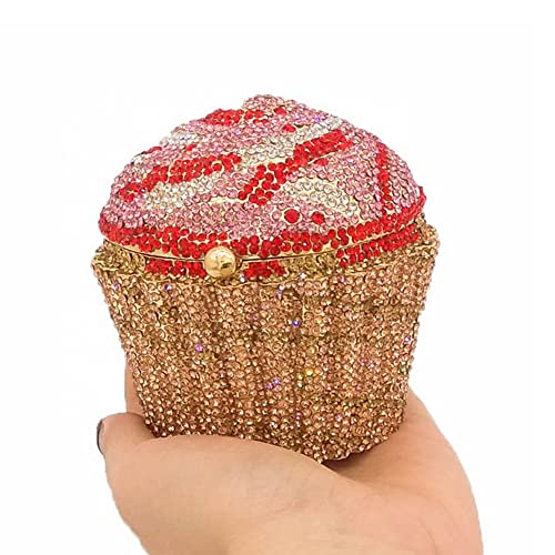 DJBM Cute Cupcake Rhinestone Clutch Diamond Crystal Purse Evening Bags for Women Party Wedding Cocktail Prom, Multicolor