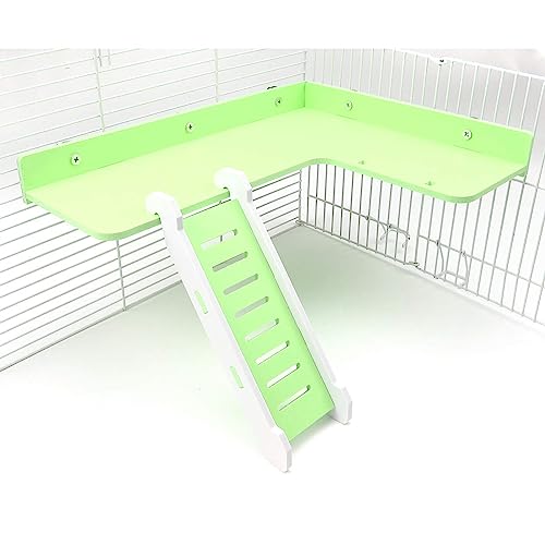 Alfie Pet - Kick Wood Ladder Platform for Mouse, Chinchilla, Rat, Gerbil and Dwarf Hamster - Color: Green