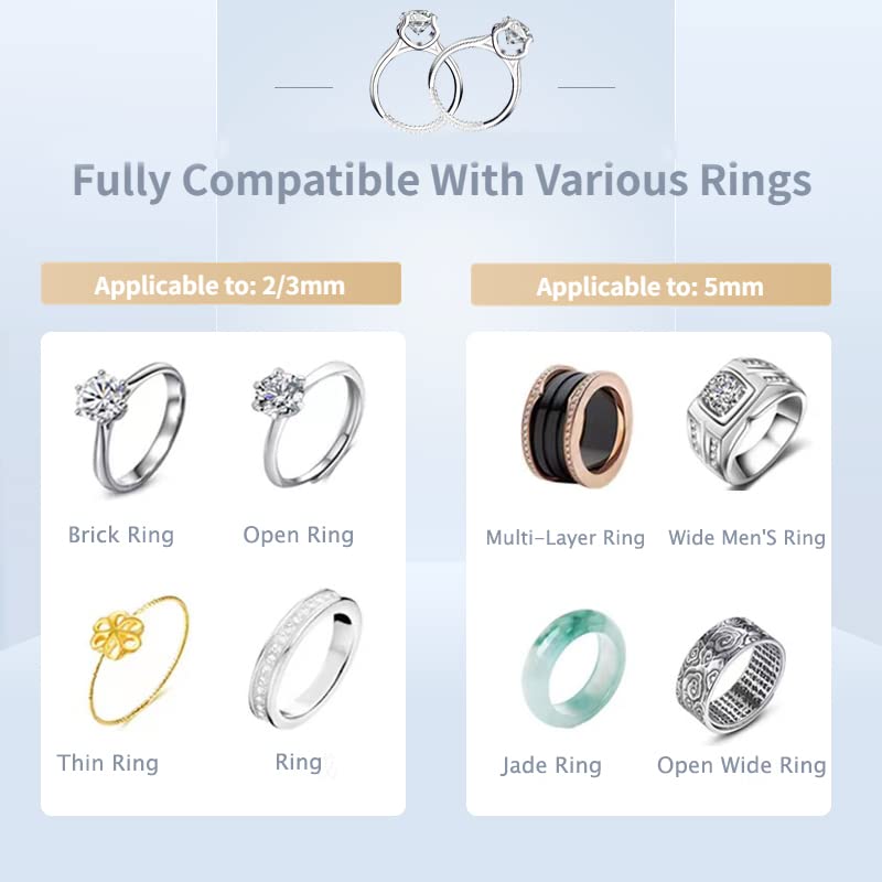Ring Size Adjuster for Loose Rings - Invisible Spiral Transparent Silicone Ring Guard Clip Jewelry Tightener Resizer Set for Making Jewelry Fitter, Sizer, Guard, Spacer (8 Pack, 4 Sizes )