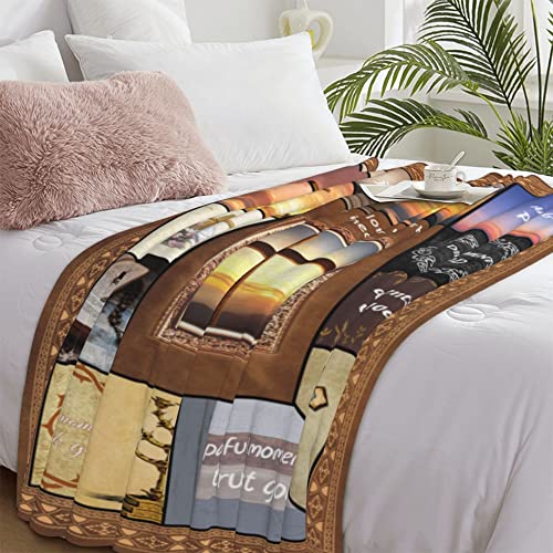 WISH TREE Christian Gifts for Women Scripture Throw Blanket Religious Spiritual Gifts with Bible Verse, Inspirational Thoughts and Healing Prayers Gift for Women Men 50"x60"(Collage)