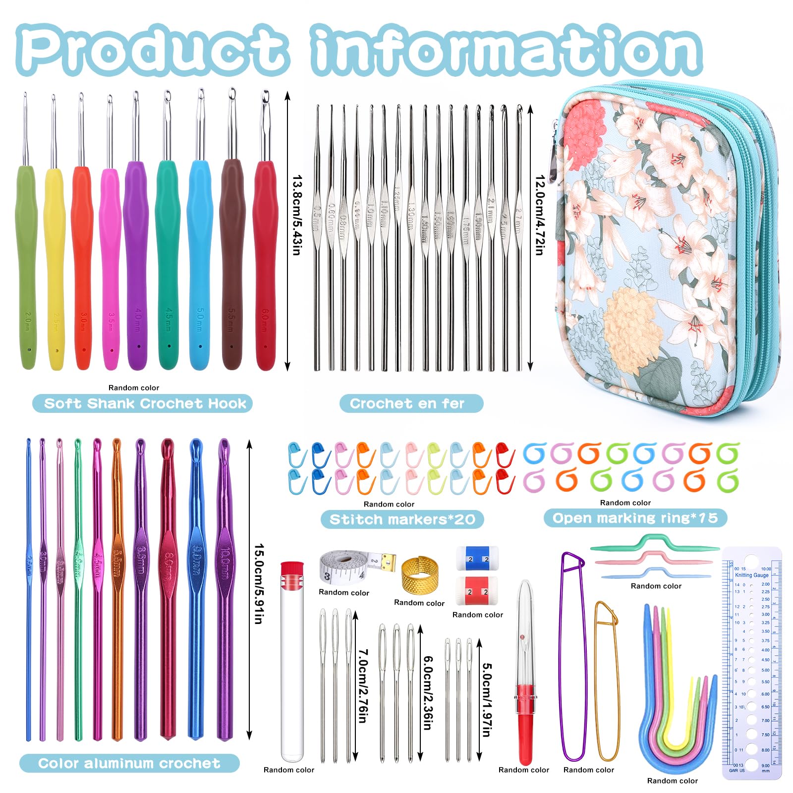 Mayboos 96 Pack Crochet Hooks Set, Ergonomic Knitting Needle Weave Yarn Kits with Storage Case and Crochet Needle Accessories, Crochet Needles Kit for Beginners and Experienced Crochet Hook Lovers