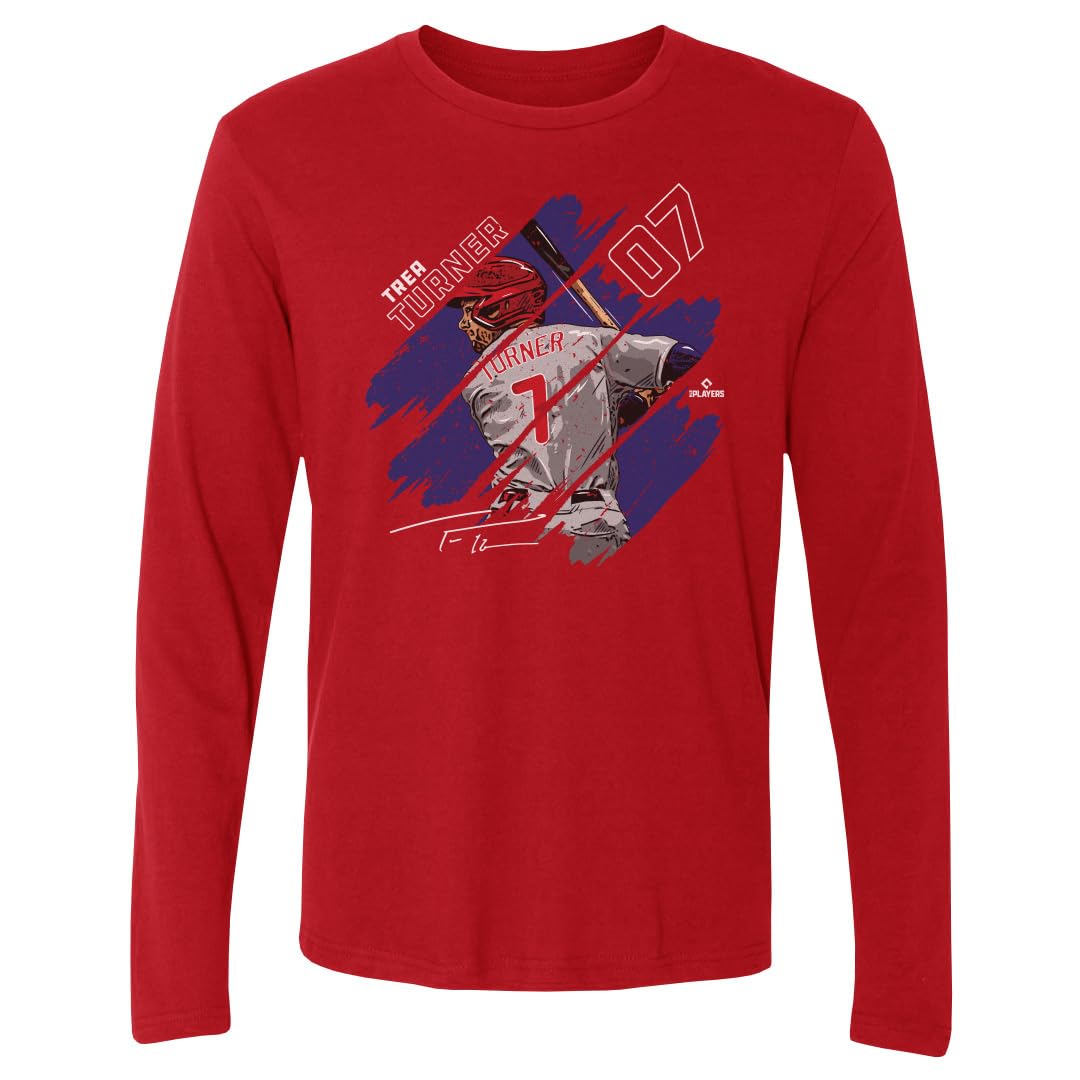 500 LEVEL Trea Turner Long Sleeve Tee (Long Sleeve, Large, Red) - Trea Turner Philadelphia Stripes WHT