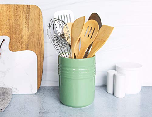Kook Utensil Holder, Kitchen Utensil Holder, for Kitchen Counter, Ceramic, Premium Kitchen & Dining, Utensil Organizer, Countertop Organizer, Kitchen Counter Decor, 5.3”, Dishwasher Safe (Mint)