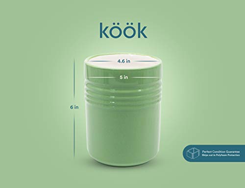 Kook Utensil Holder, Kitchen Utensil Holder, for Kitchen Counter, Ceramic, Premium Kitchen & Dining, Utensil Organizer, Countertop Organizer, Kitchen Counter Decor, 5.3”, Dishwasher Safe (Mint)
