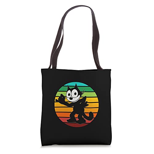 Felix Cartoon Cat Retro Rainbow Sunset Sly Smiling Felix Tee Tote Bag