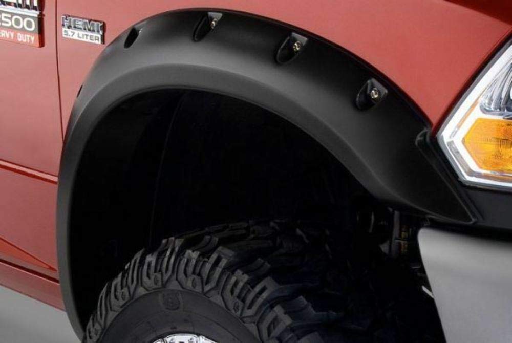 Bushwacker Pocket/Rivet Style Front Fender Flares | 2-Piece Set, Black, Smooth Finish | 50047-02 | Fits 2010-2018 Dodge Ram 2500, 3500 (Excludes R/T)