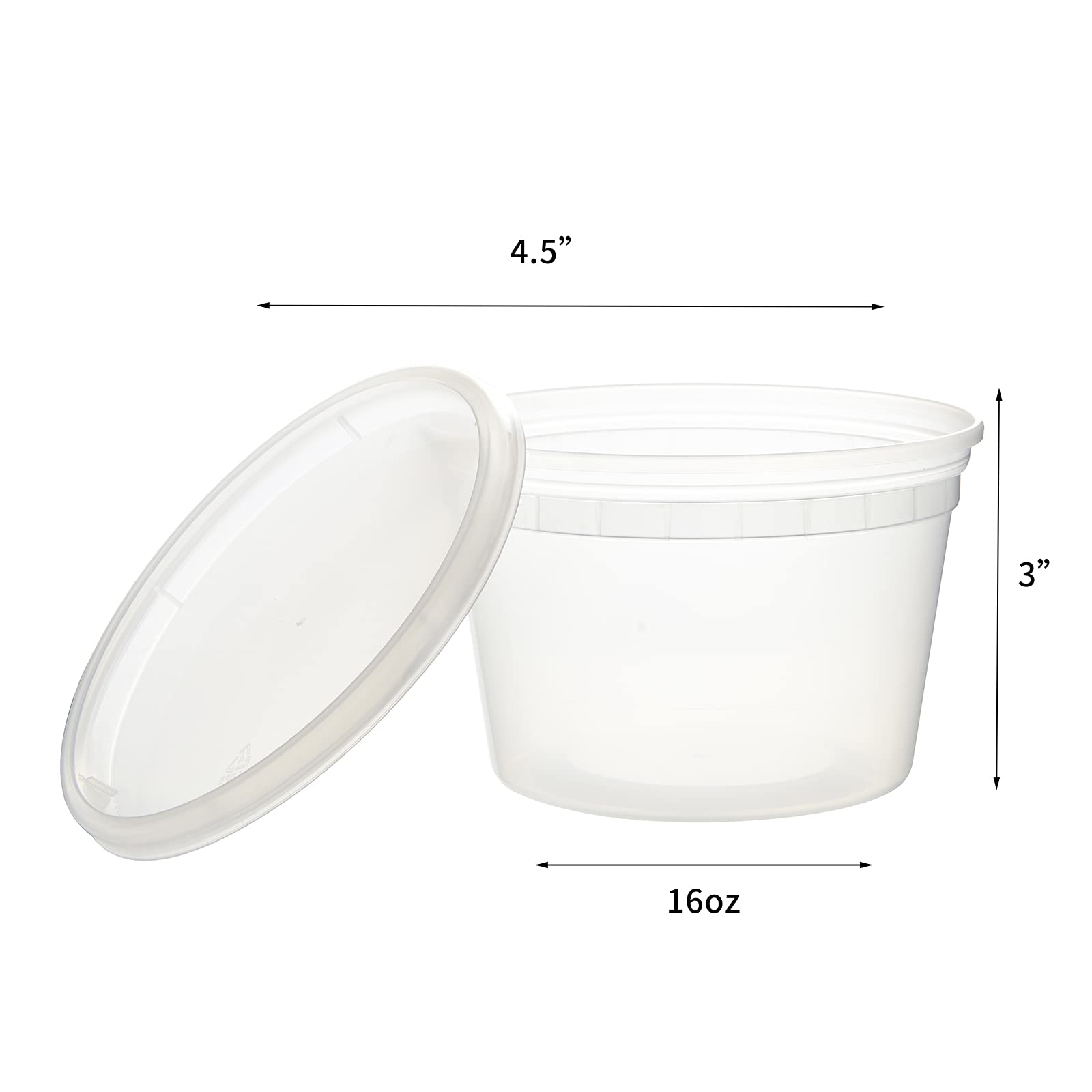 [48pack 16oz]FULING Plastic Containers With Lids Deli Disposable Food Storage Takeout Containers Airtight BPA-Free Leakproof Round Bowls for Soup Salad Restaurant Supplies With Clear Lids